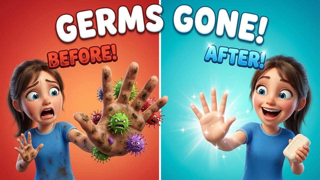 Germs Germs Go Away 🦠 | Stay Clean & Healthy Song for Kids | Fun ...