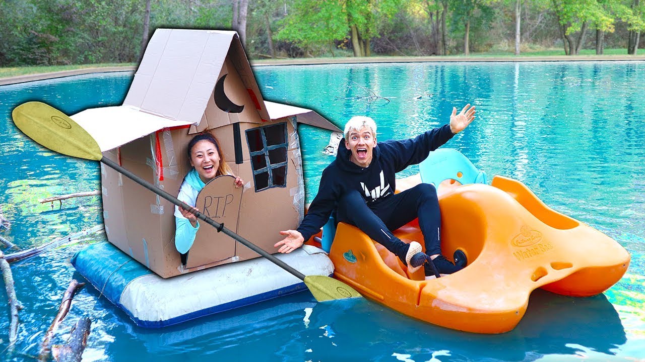 HAUNTED BOX FORT ON WATER!! - YouTube