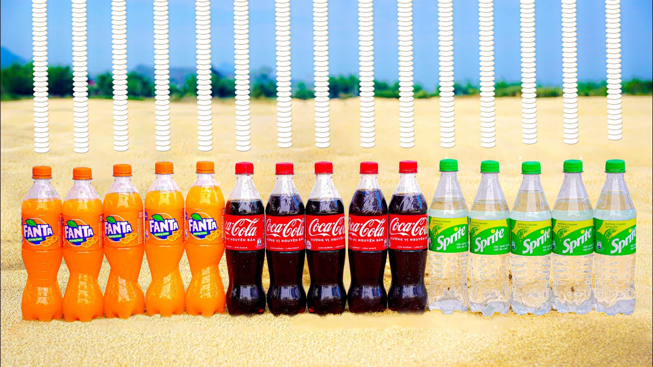 EXPERIMENT : Cocacola, Fanta ,Sprite vs Mentos Underground - YouTube