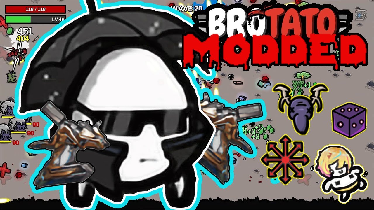 This Gun Uses Materials As Projectiles!! | Brotato Modded: Downpour ...