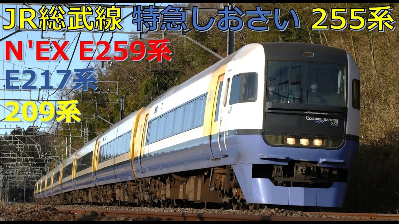 【走行動画】JR総武線 特急しおさい255系 成田エクスプレスE259系 E217系 209系 - YouTube