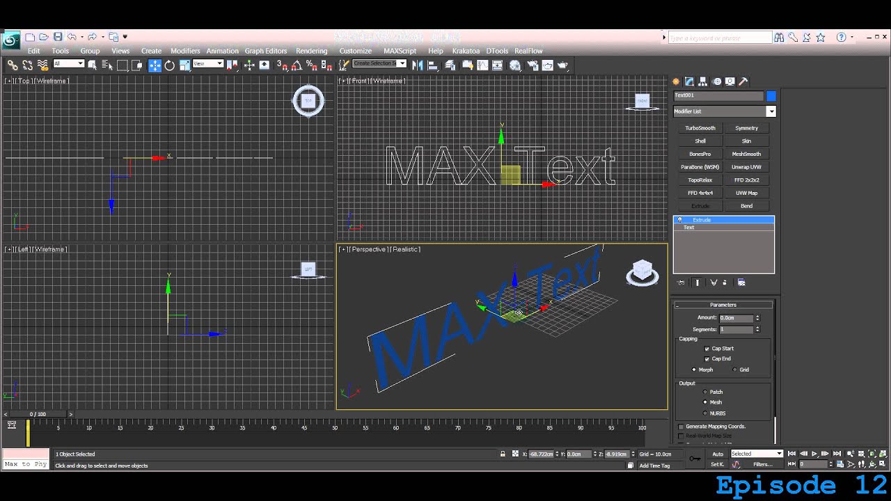 3d Studio Max 111 - Creating Text in 3ds Max - YouTube