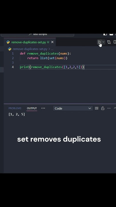 Remove Duplicates With Set 🤯 Python Coding Programming Youtube