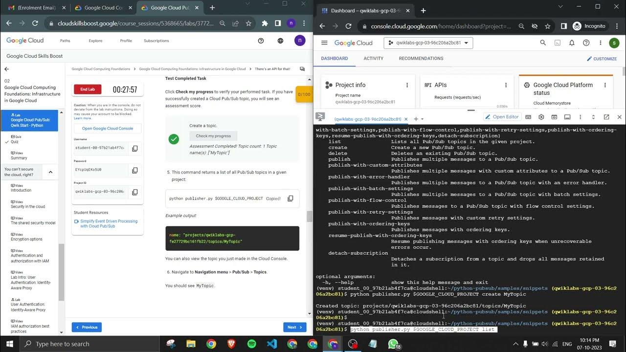 GSP094 Google Cloud PubSub Qwik Start - Python #Qwiklabs - YouTube
