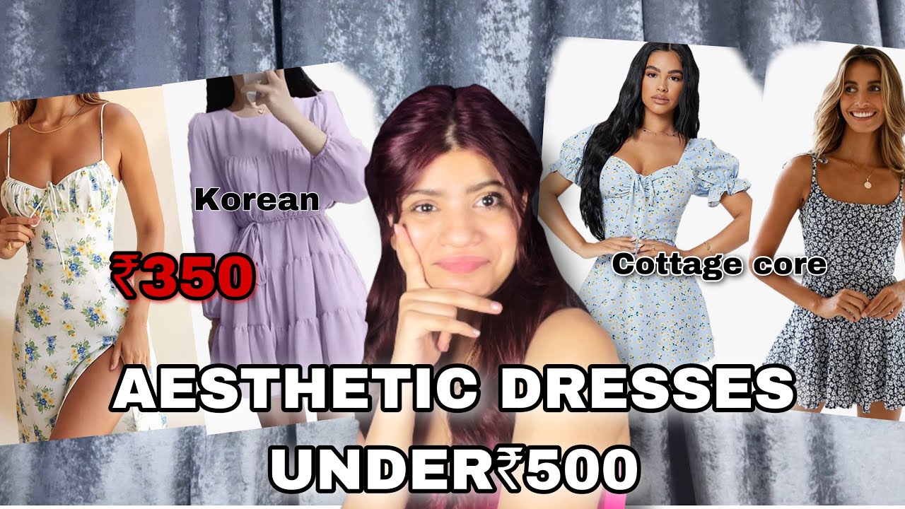 AESTHETIC DRESSES UNDER ₹500 , KOREAN ,COTTAGE CORE |NIBHA | - YouTube