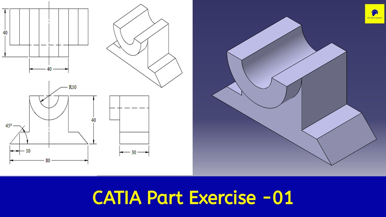 Basic CATIA V5 Practice Model | Easy 3D Part for Beginners - YouTube