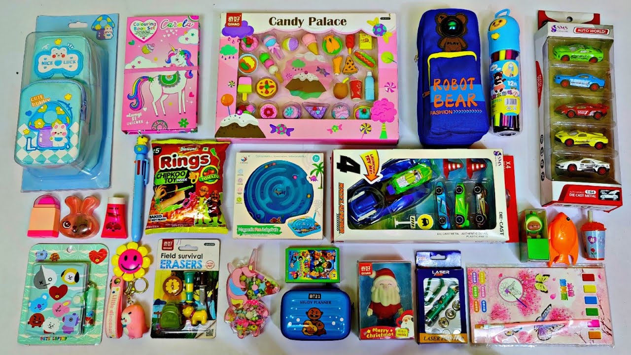 Ultimate Collection of Toys😍CAR Launcher Set, 3D Eraser, Puzzle game ...