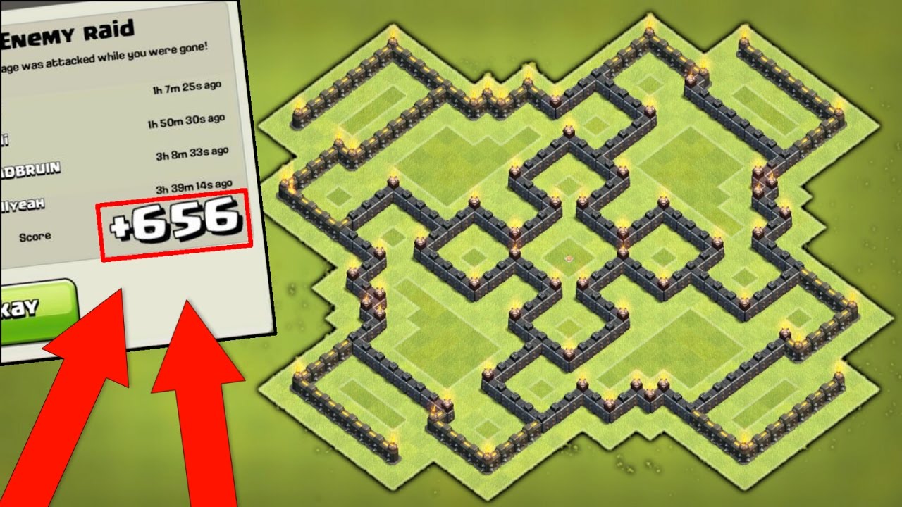 NEW "INSANE" TOWN HALL 9 TROPHY PUSHING BASE DESIGN (COC TH9) DEFENSE ...