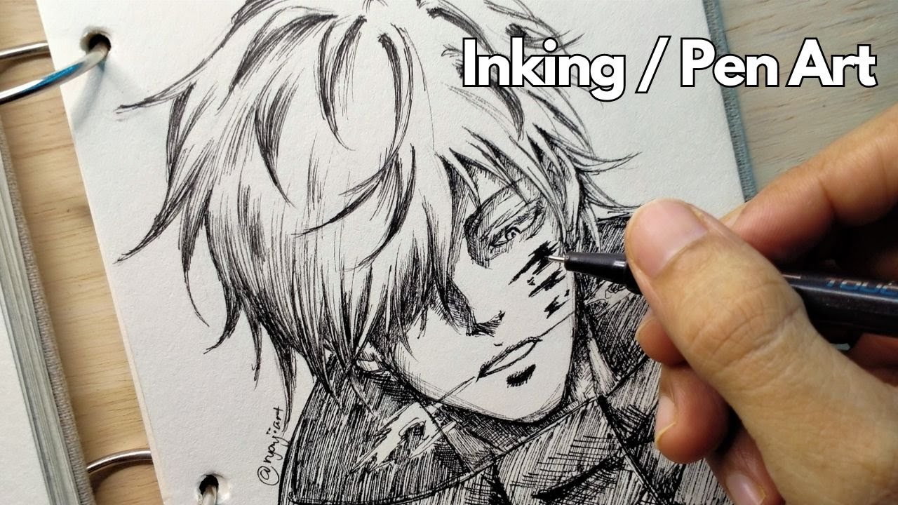 Speed Drawing Gojo Satoru Jujutsu Kaisen | Pen Art Inking Practice ...
