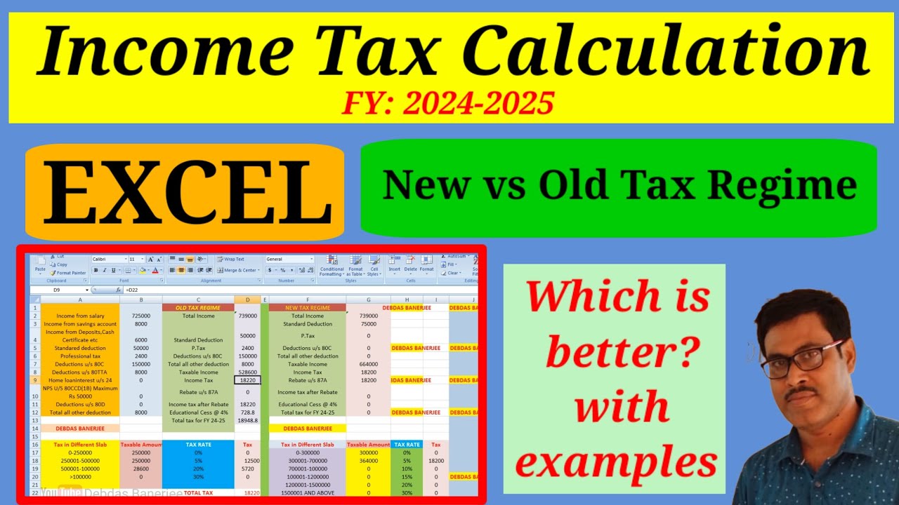 Income Tax Calculation Examples for AY 2025-26 with Excel। Old Tax vs ...