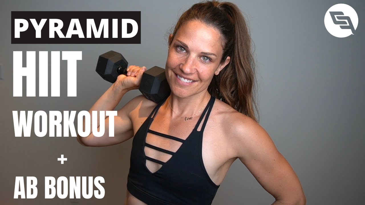 HIIT Pyramid Workout with AB BONUS - 45 Minutes - with Dumbbells - YouTube