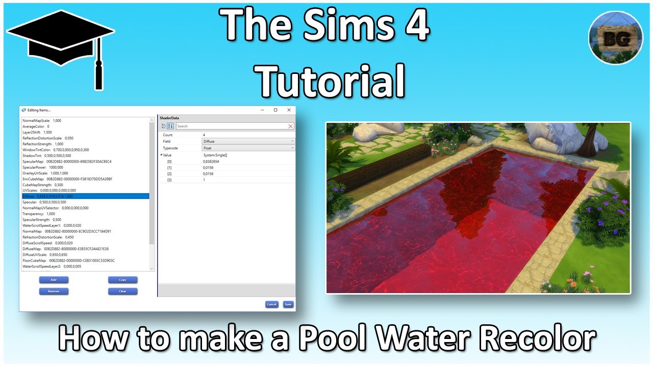 The Sims 4 Tutorial: How to make a Pool Water Recolor - YouTube
