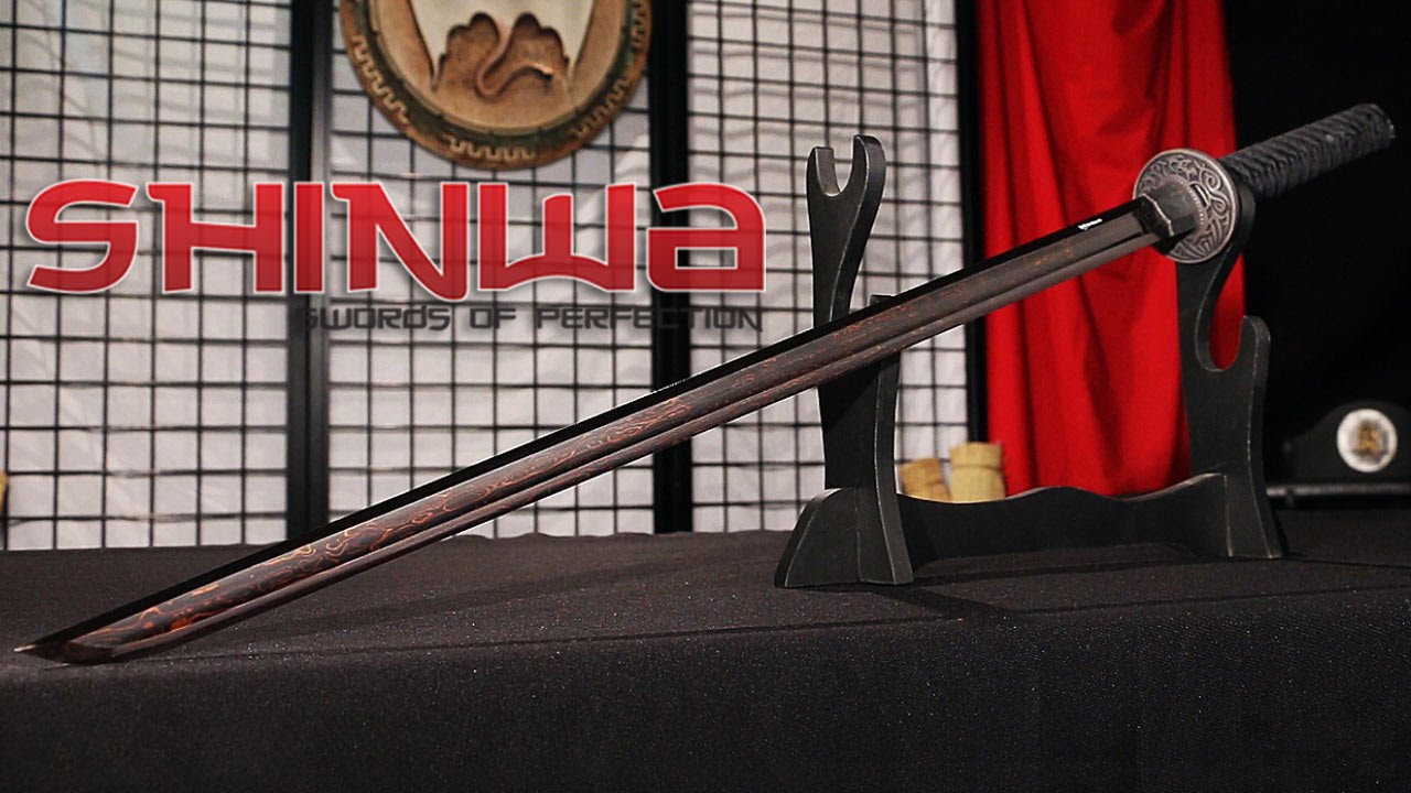 Shinwa Black Emperor Katana Sword Damascus Steel - YouTube