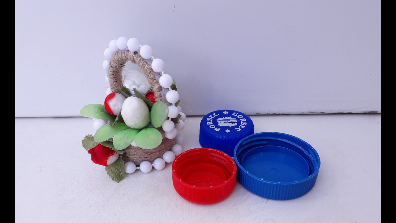 Cosulet cu sfoara din capac plastic - Basket with plastic lid string ...