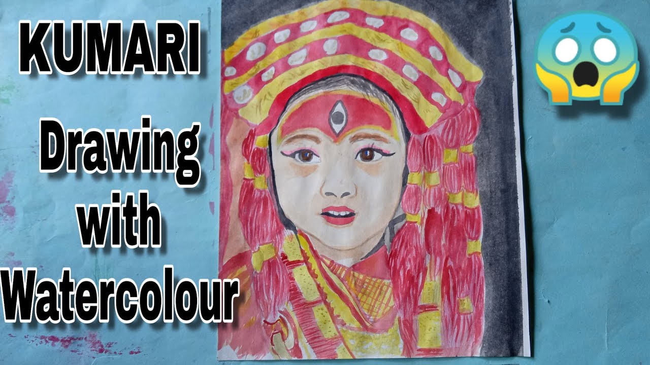 KUMARI Drawing /Kumari Drawing With Watercolour - YouTube
