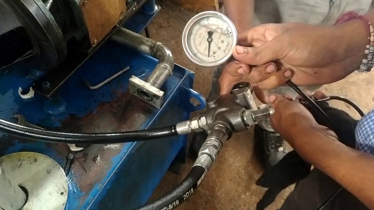 Double acting vane pump high pressure and low pressure testing - YouTube