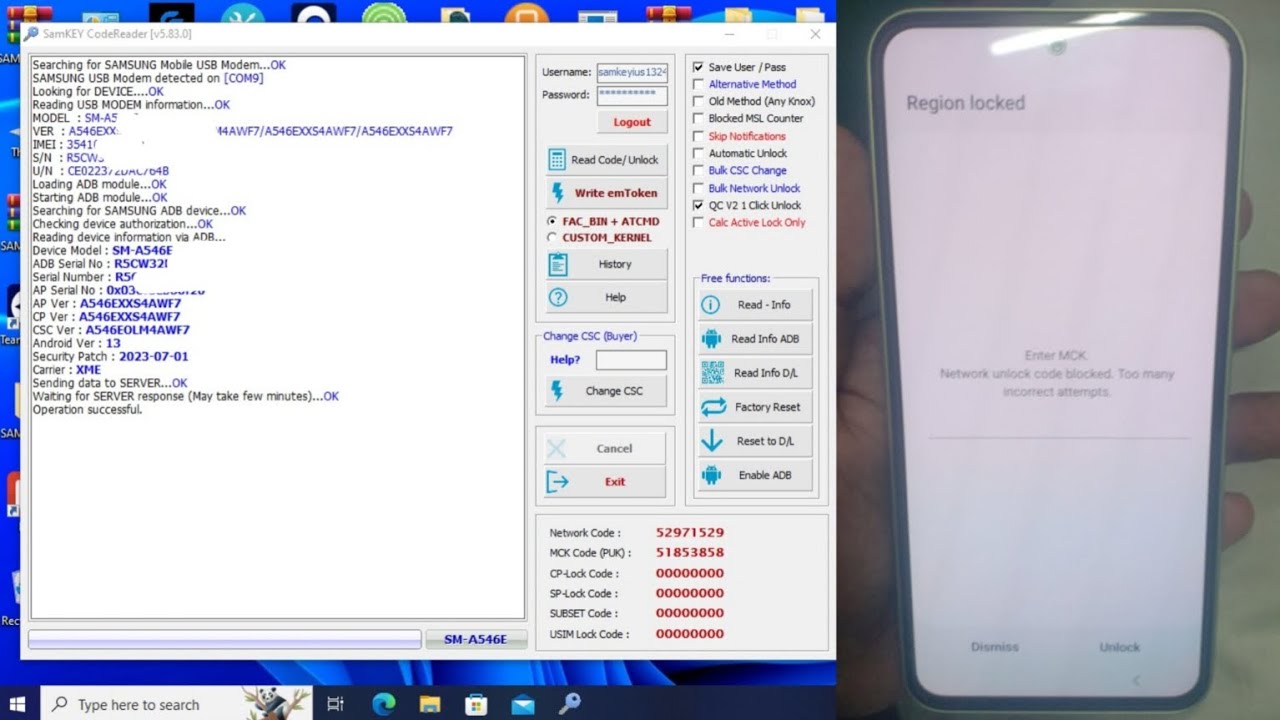 Samsung galaxy A54 5G (SM-A546E) #network Unlock Country Unlock MCK ...
