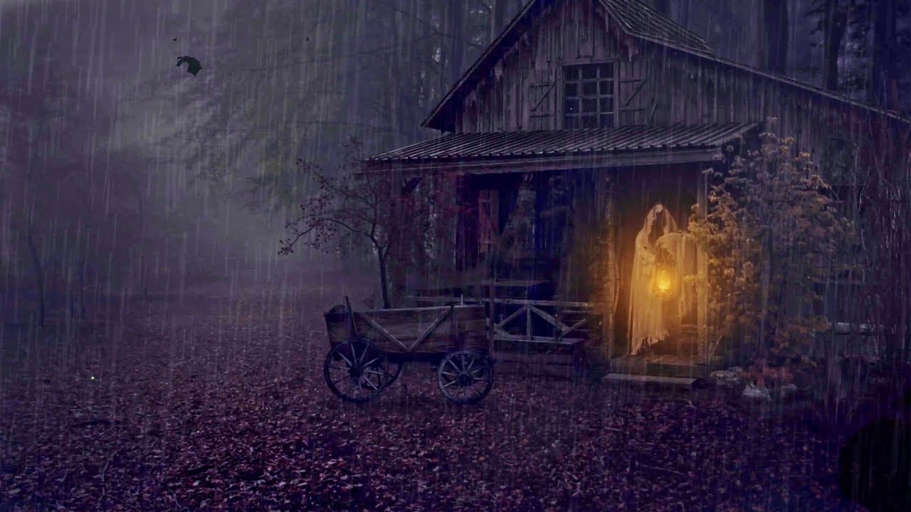 Spooky Halloween Ambience Night Rain 🎃Haunted House Rainy Halloween ...