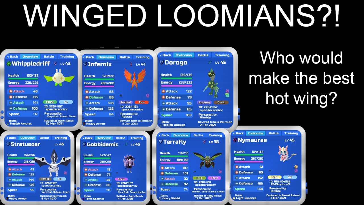Loomian Legacy: Winged Loomians Team Showcase! - YouTube