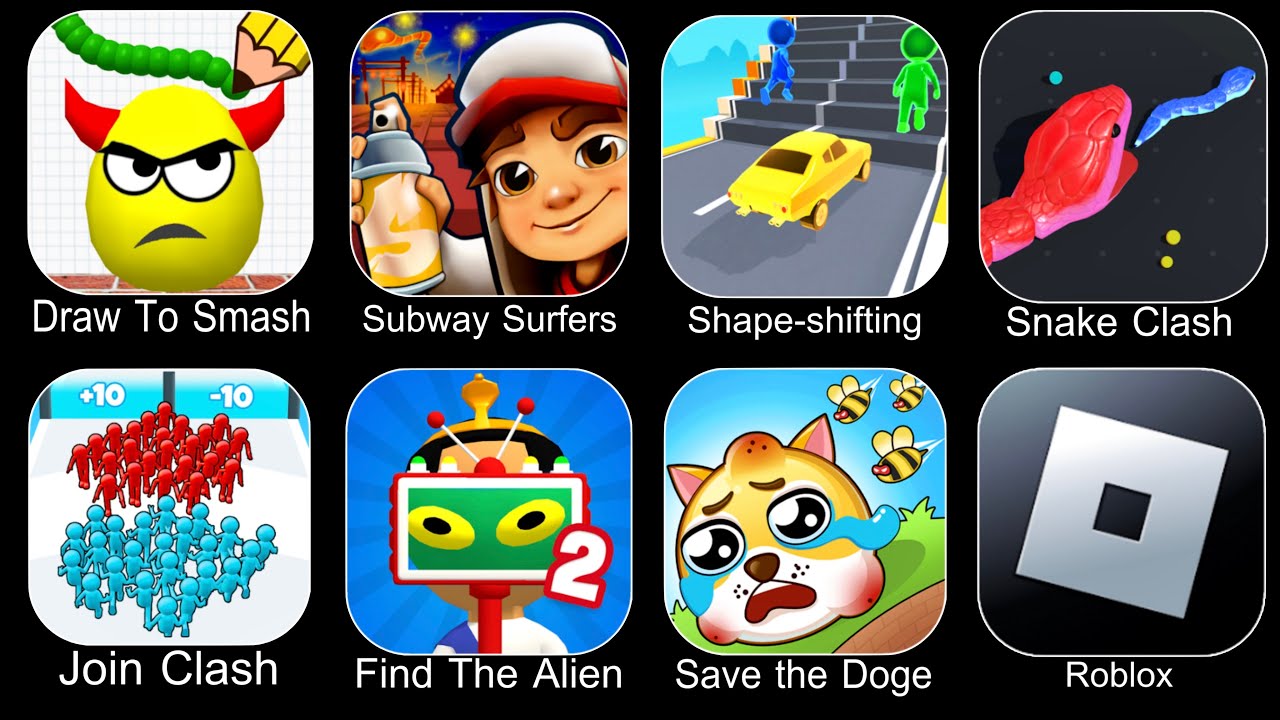 Draw To Smash,Subway Surfers,Shape Shifting,Snake Clash,Join Clash 3D ...