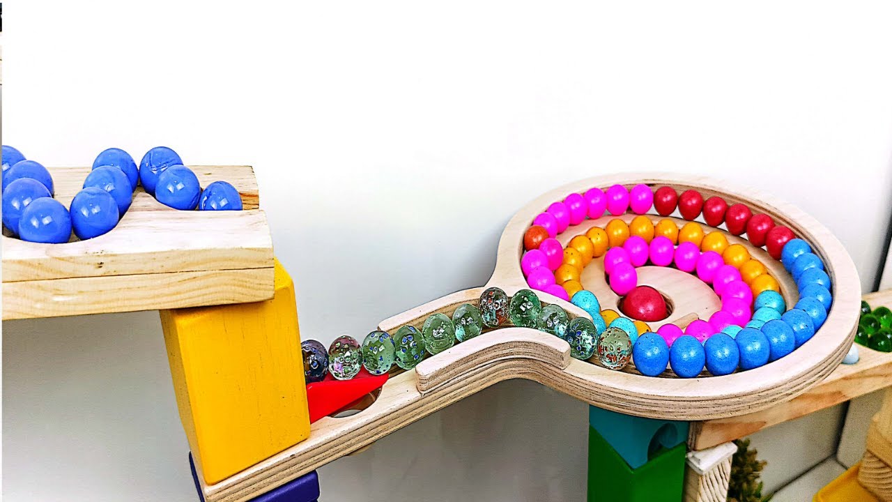 Marble Run ☆ HABA Slope & Handmade Wooden DIY & Marbles & Wooden Ball ...