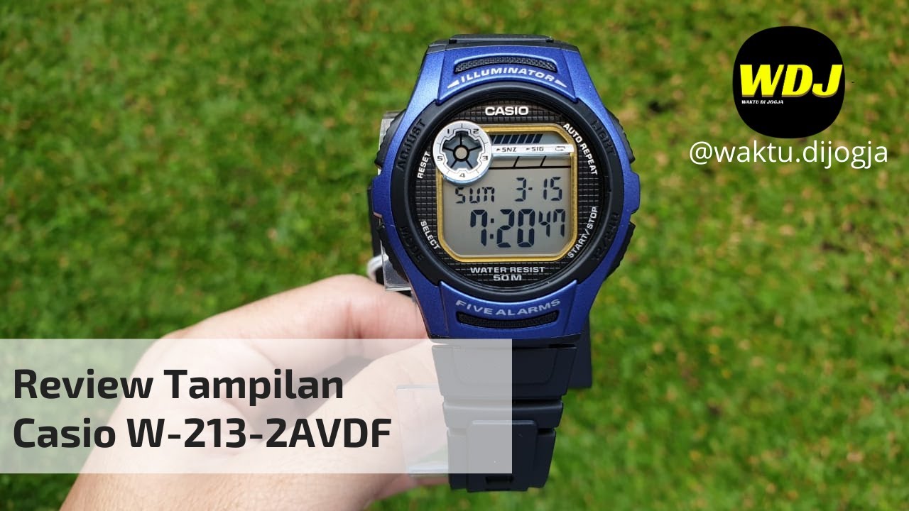 Review Jam Tangan Casio W-213-2AVDF Blue Rubber/Resin Strap - YouTube
