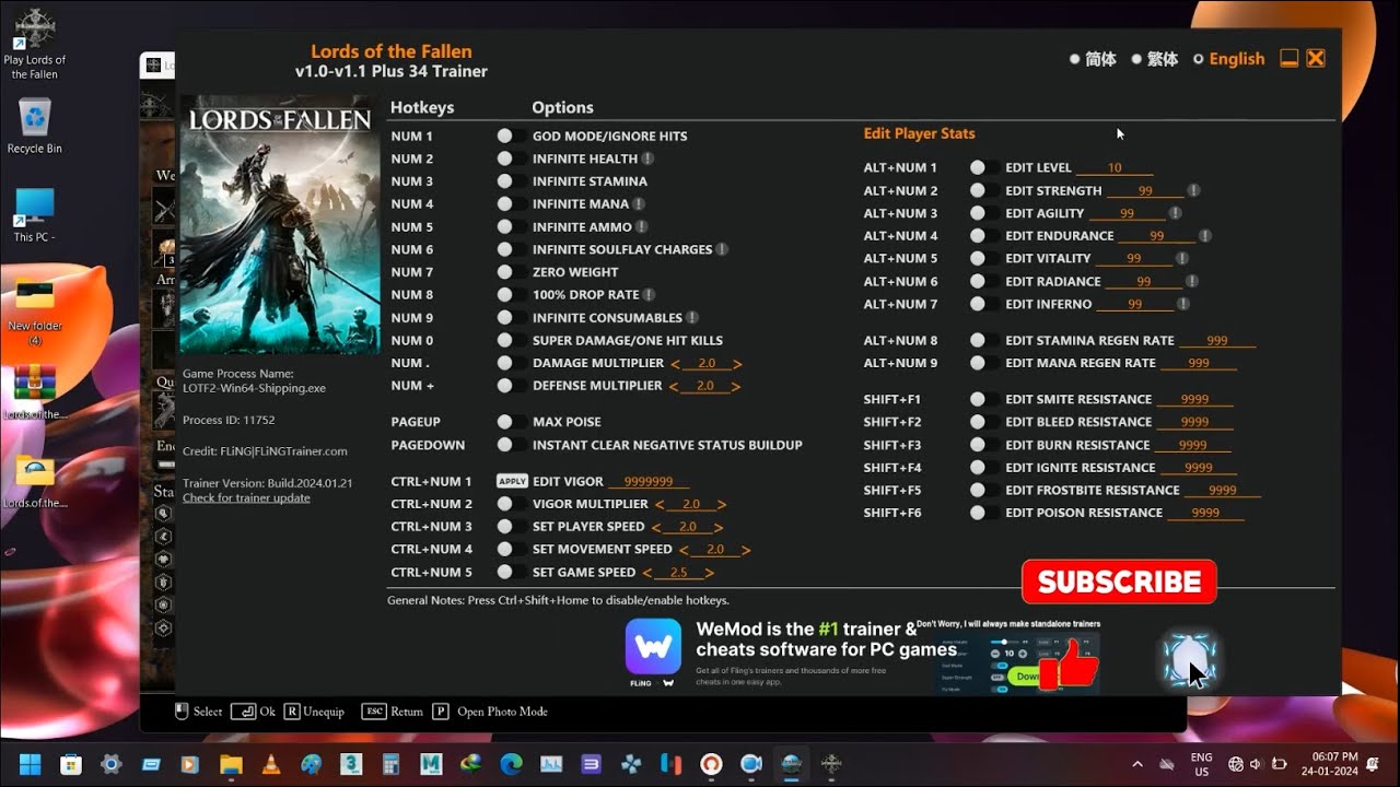 Lords of the Fallen Trainer +34 Mods(God Mode,100% Drop Rate, & 32 More ...