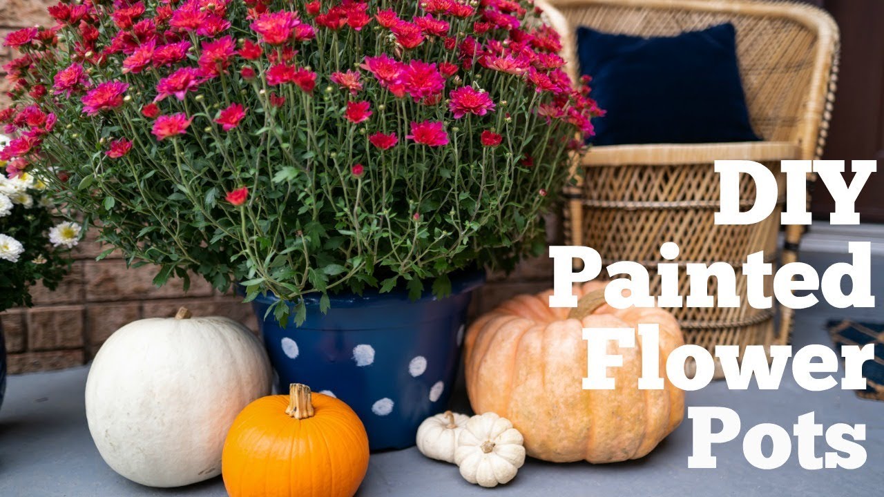 DIY Painted Flower Pots | Fall Mum Flower Planters - YouTube