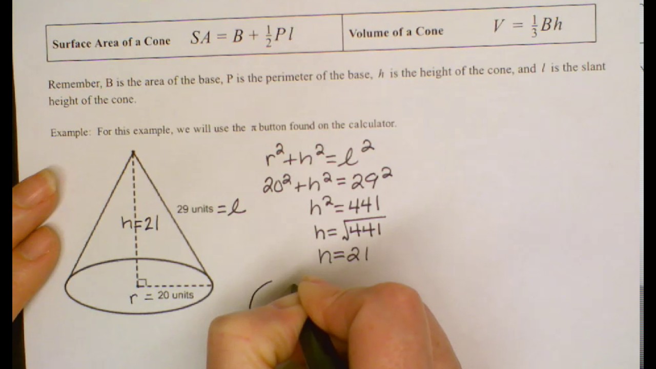 Surface Area and Volume of Right Circular Cones - YouTube