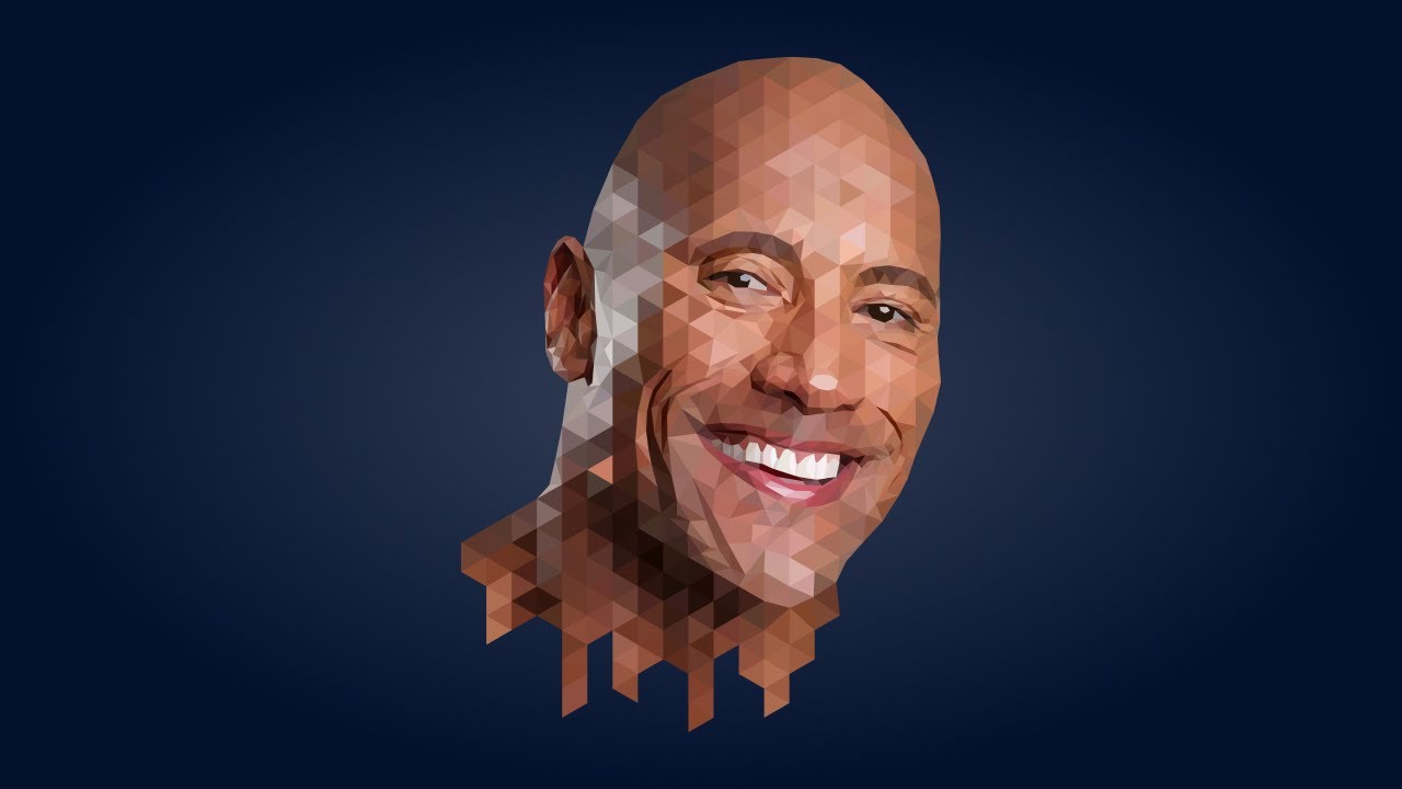 Low-Poly Art Creation: Dwayne Johnson in Illustrator (15x Time-Lapse ...