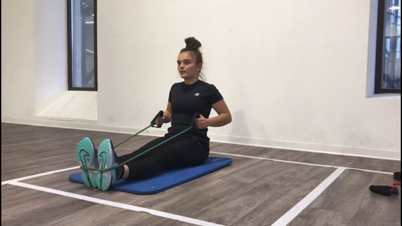 Corta vida base palo remo sentado con banda elastica Llamarada ...