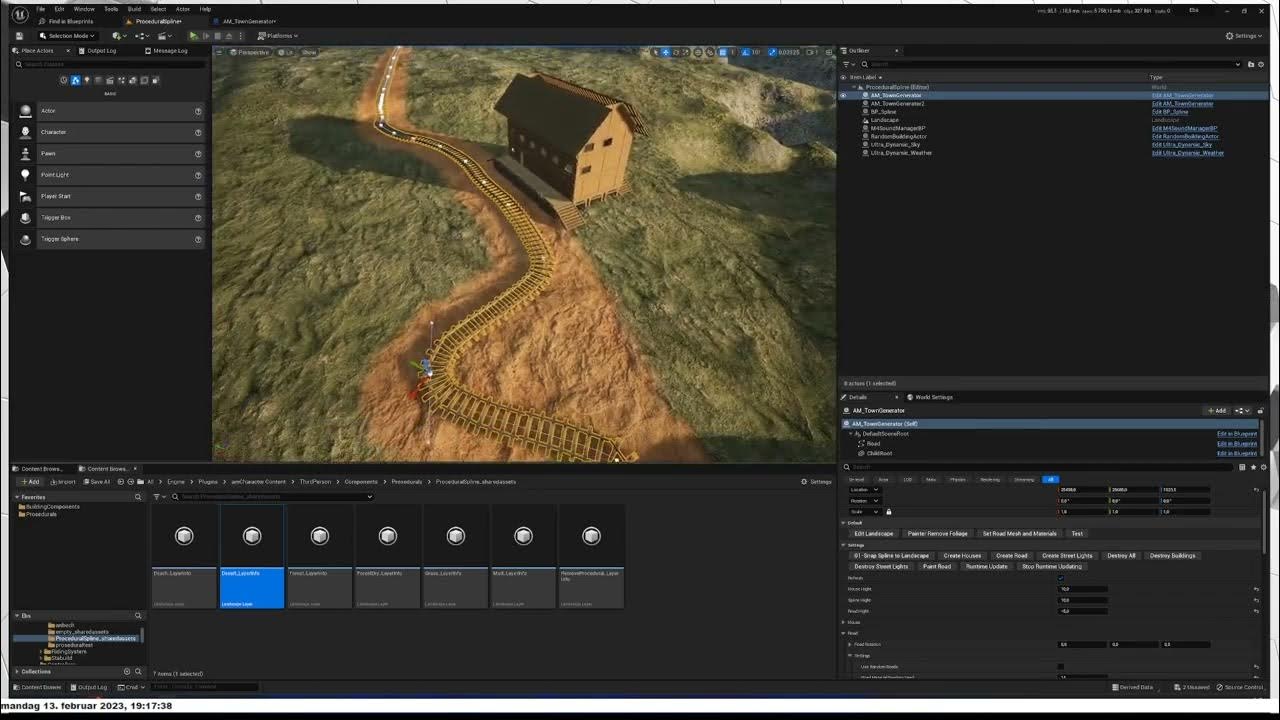 UE5 - Procedural Town Building - Spline Landscape Deformer And Painter (RailRoad) - YouTube