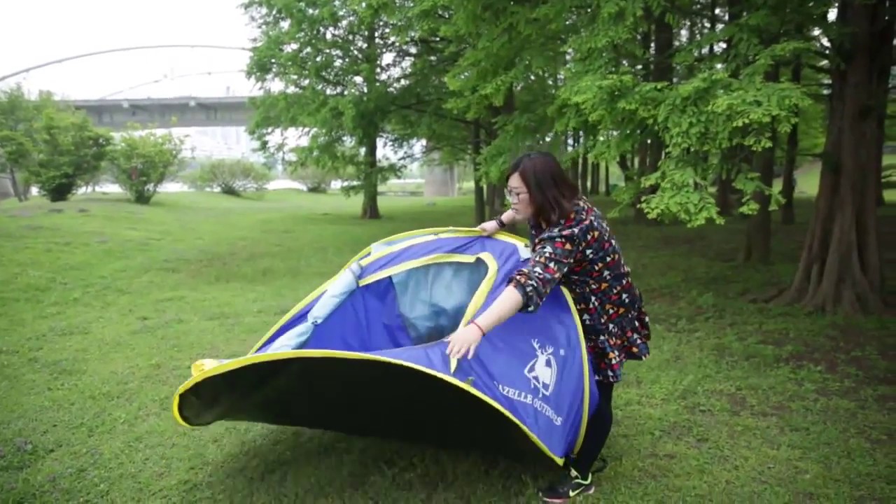 HUILINGYANG Single layer pop up tent for two people H37 - YouTube