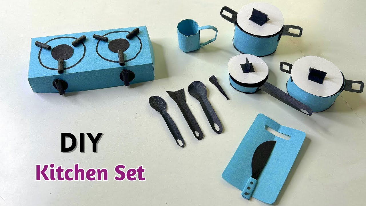DIY Paper Kitchen Set for Kids | Paper Kitchen Set Toy Crafts | How to ...