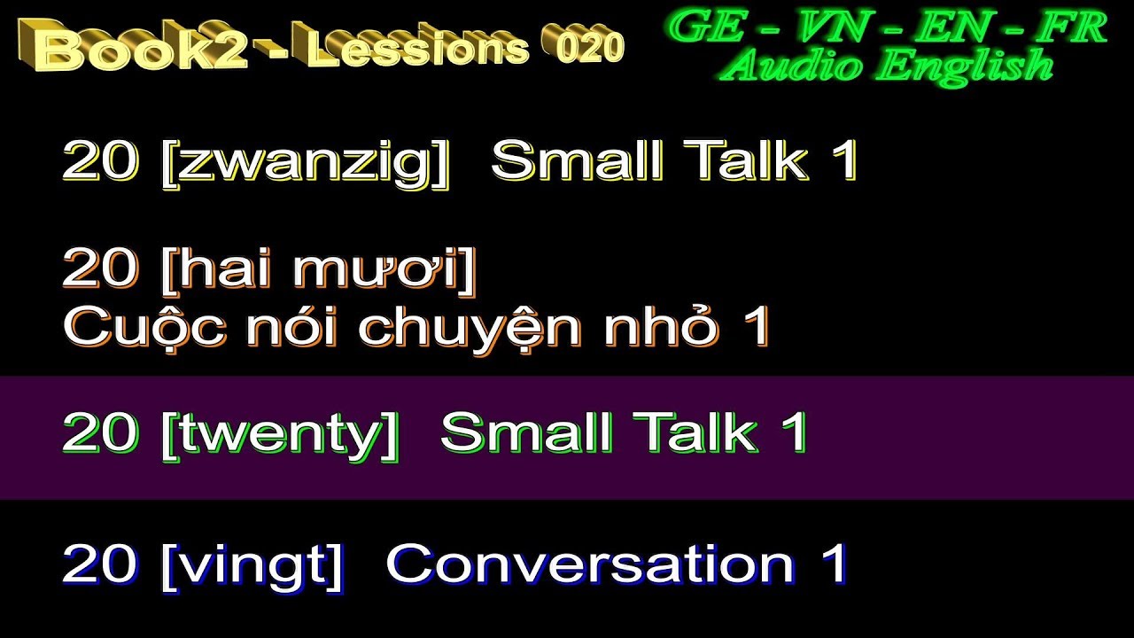 Book2 - Lessions 020 - twenty- Small Talk 1 - Audio English - YouTube