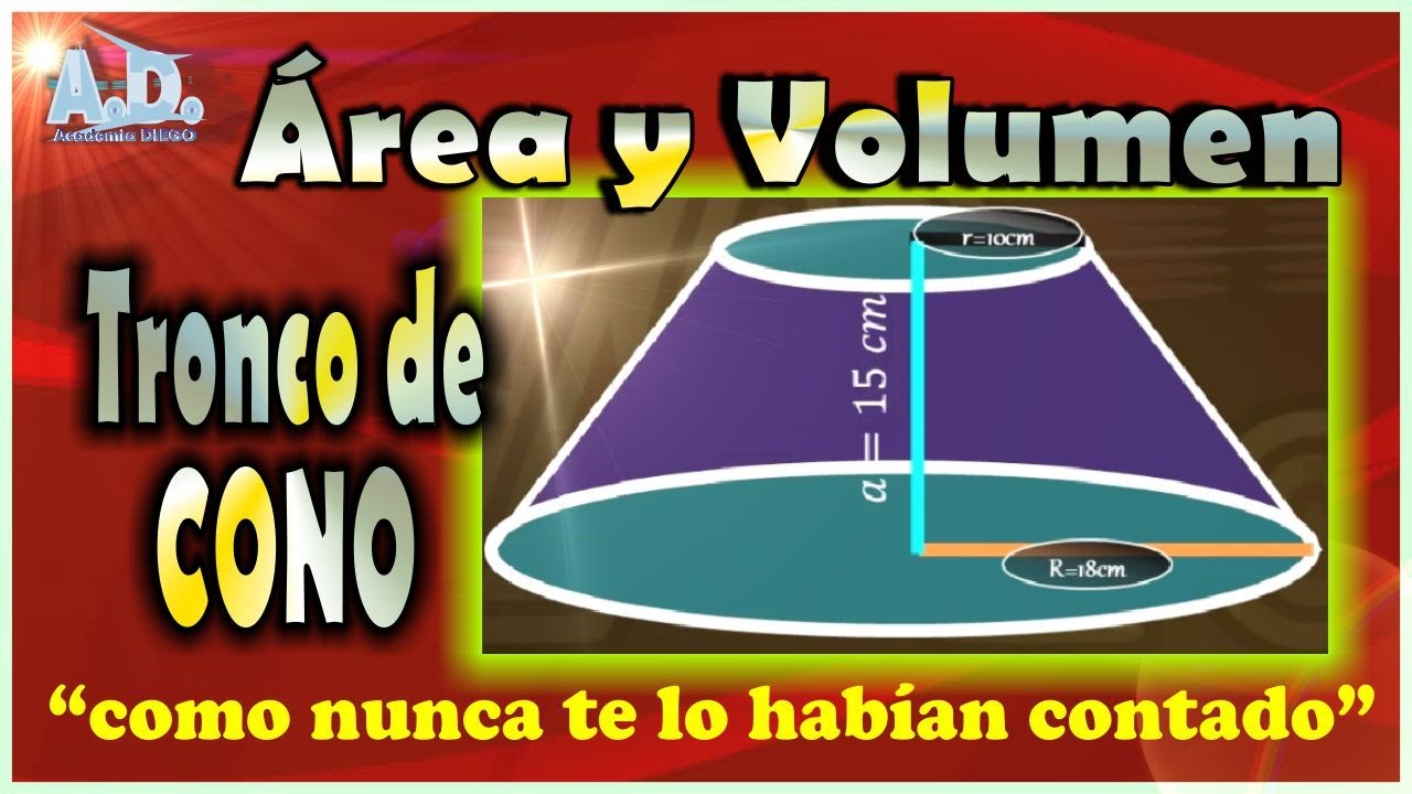 ÁREA y VOLUMEN del TRONCO de un CONO. CONO TRUNCADO Academia DIEGO ...