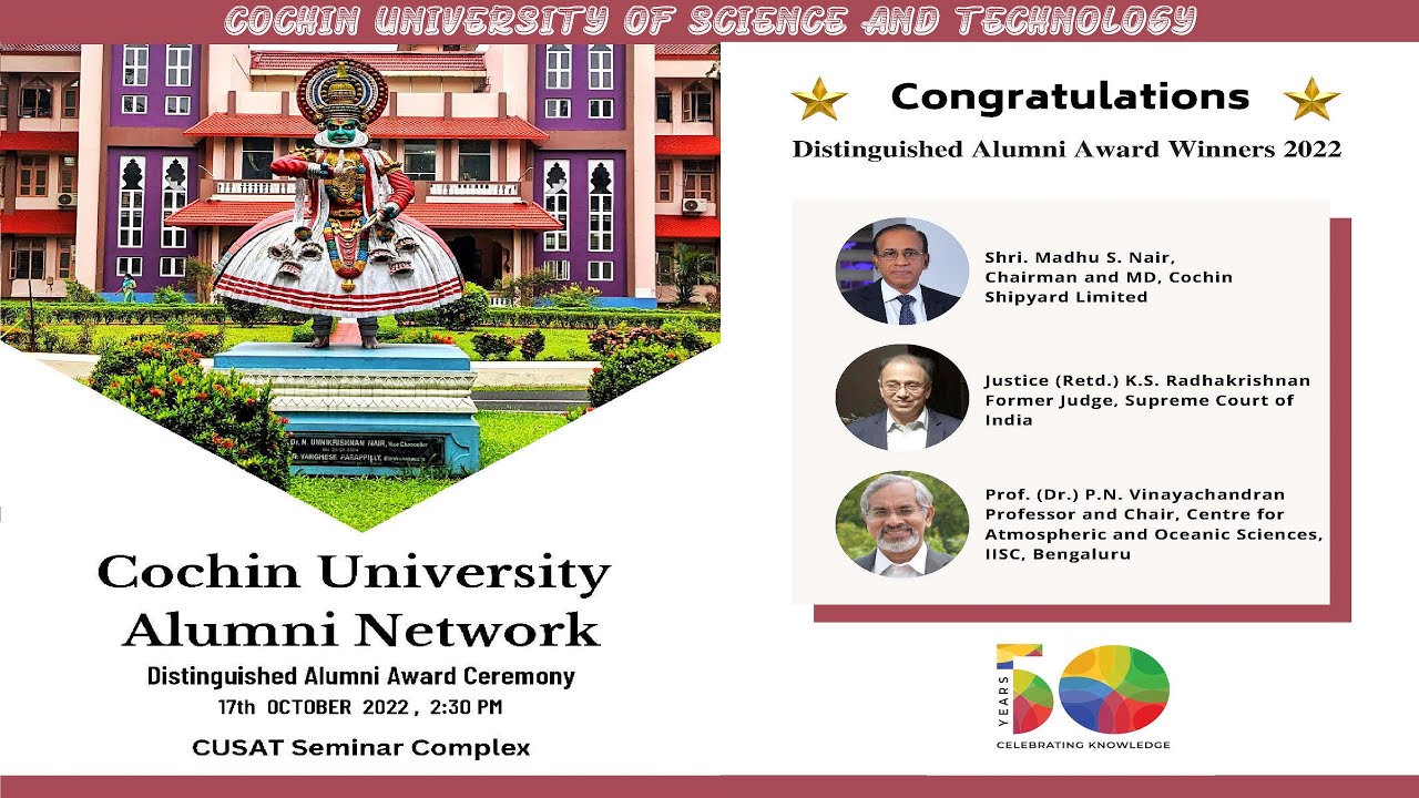 CUSAT Alumni Network "Distinguished Alumni Award" Ceremony - YouTube