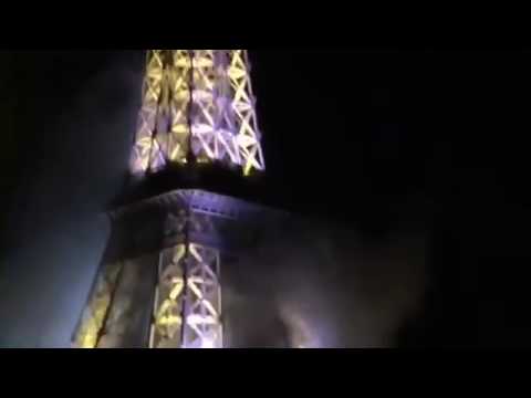 Nice,France Paris the Eiffel Tower burning as fire erupts in Paris ...