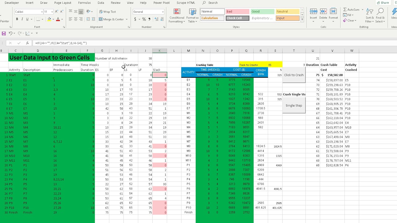 Solve a Project Management Network in Excel Video 4 - YouTube