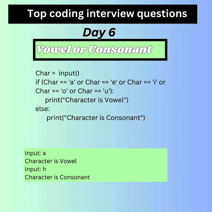 vowel or Consonant. top Interview coding questions #interview #coding - YouTube