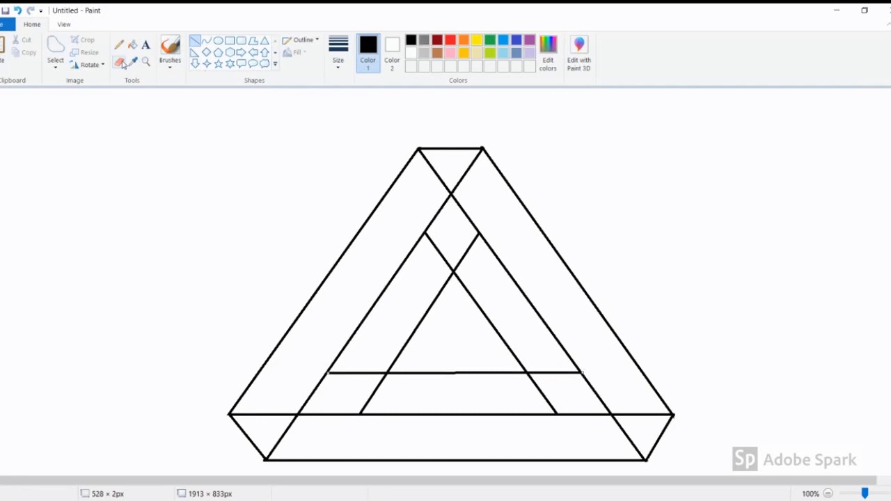 Infinite Illusion Triangle tutorial using MS- Paint - YouTube