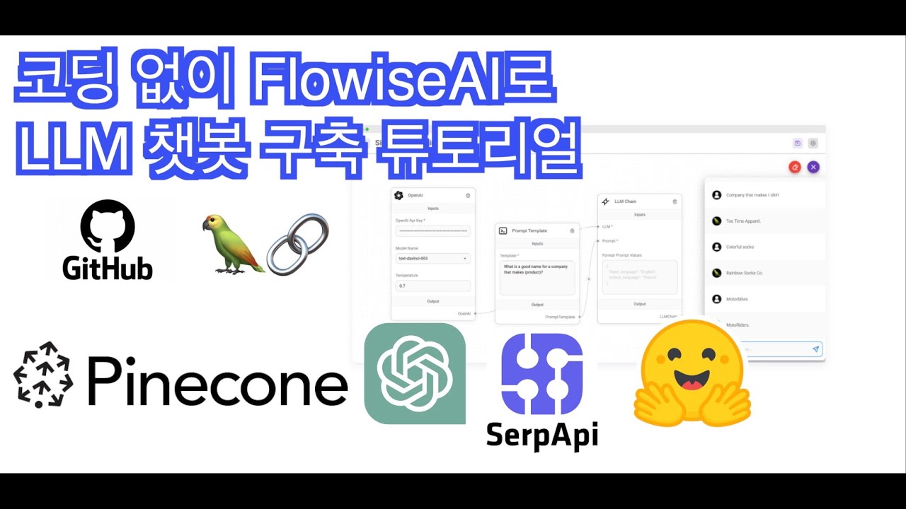Flowiseai를 이용한 Llm 앱 구축 튜토리얼 텍스트 문서 Pdf 깃허브 리포지토리를 랭체인과 연계하기 Youtube