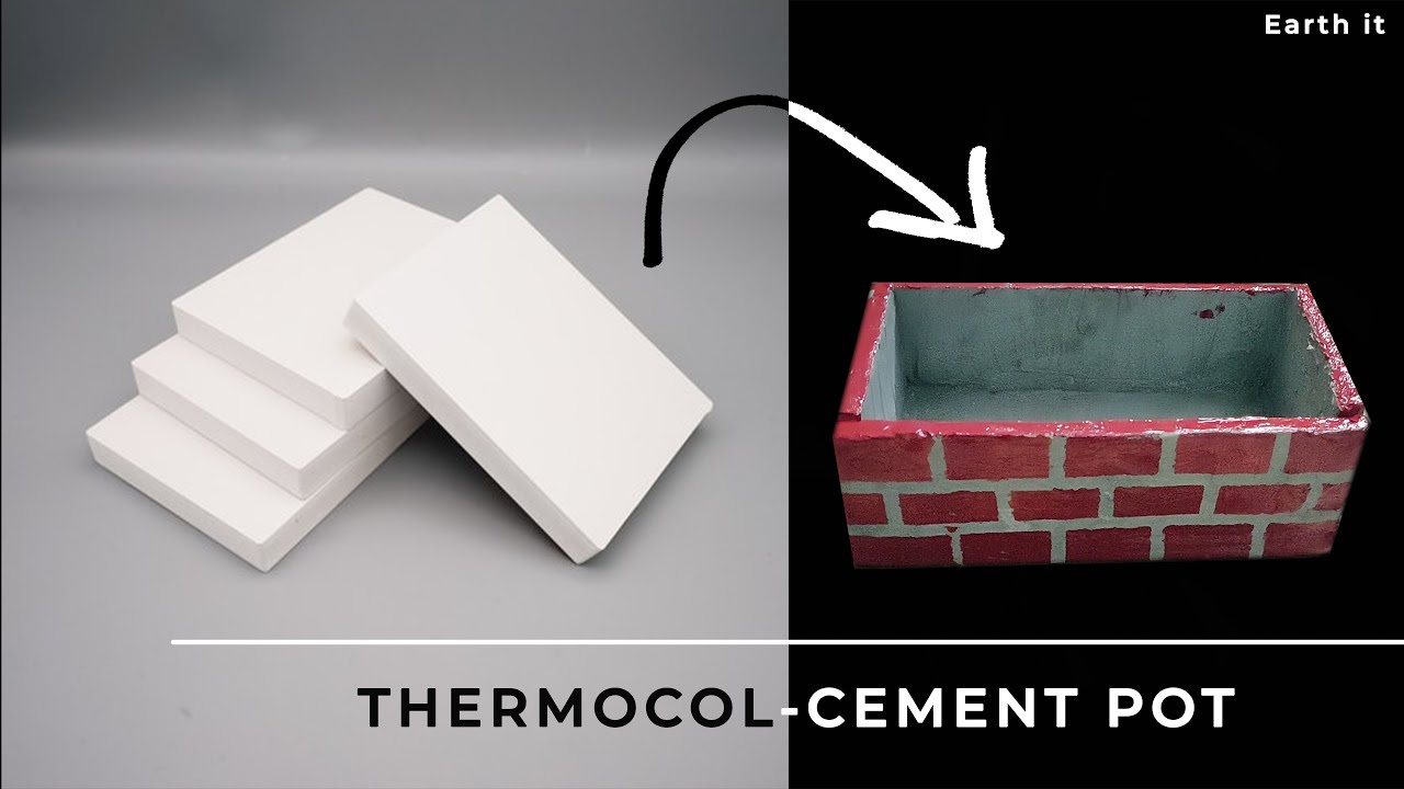 Thermocol Cement pots | Diy | Homemade pots| Earth it - YouTube