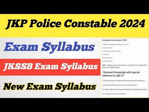 JKP Police Constable Exam Syllabus 2024 ll JKSSB Police Constable Exam ...