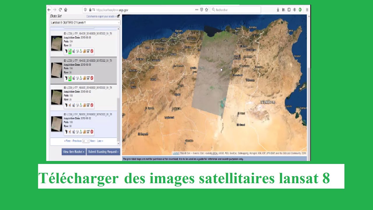 Télécharger des images satellitaires landsat 8 dans Earth Explorer ...