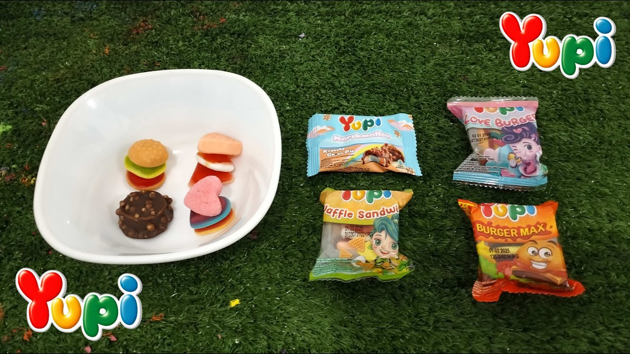 UNBOXING PERMEN YUPI | Yupi Burger Max, Yupi Waffle Sandwich, Yupi Love ...