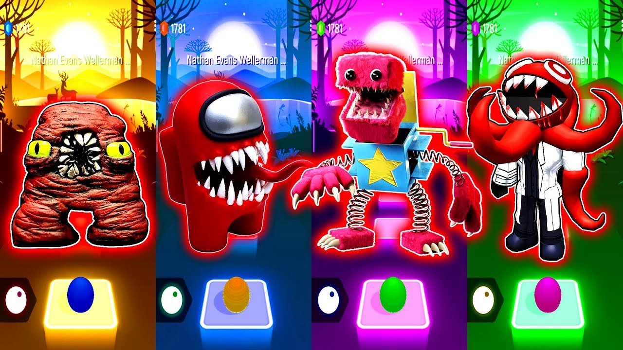 Alphabet Lore A Vs Among Us Red Vs Boxy Boo Vs Rainbow Friends Red Tiles Hop EDM Rust - YouTube