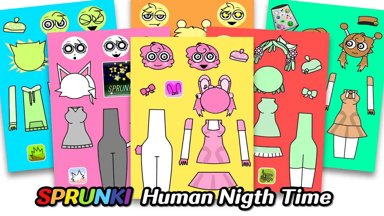 Incredibox - Sprunki Night Time human edition Sticker Book 🌟 스프런키 나이트타임 ...