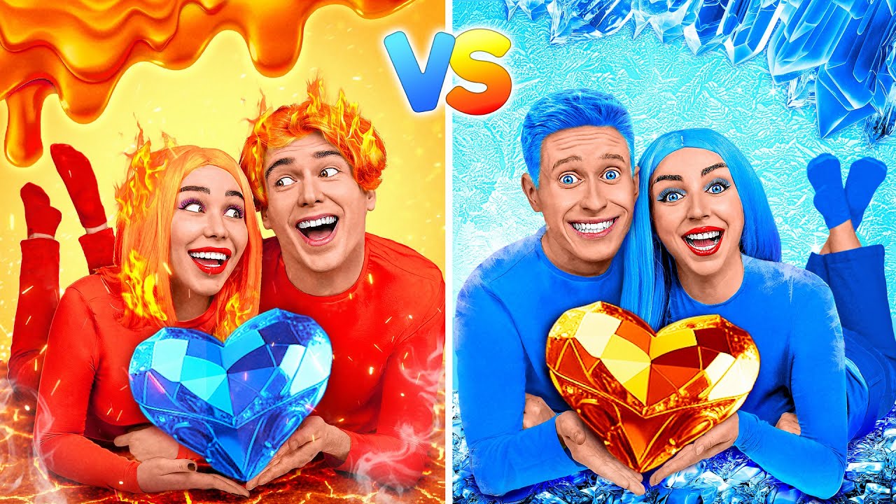 Hot vs Cold Couple Challenge | Icy Couple vs Fire Couple by Mega ...