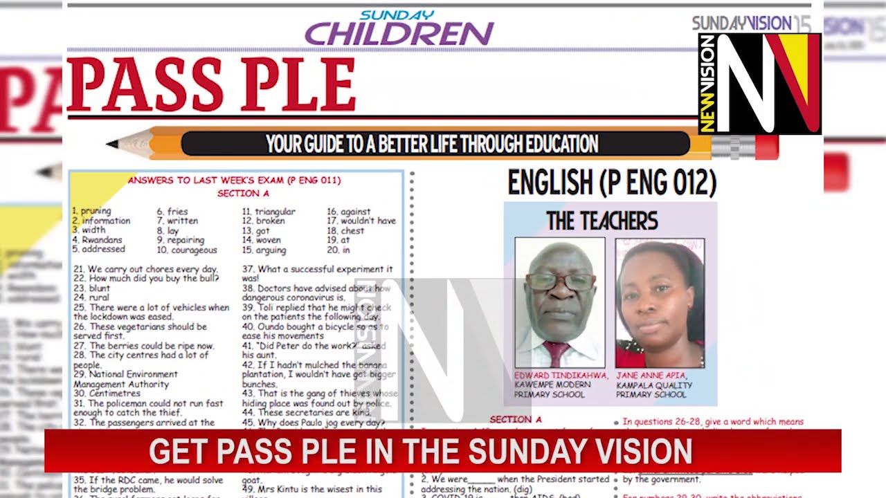 Pass PLE in the Sunday Vision July 26 2020 - YouTube